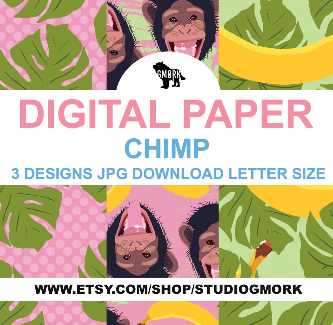 Chimps Printable Papers, Digital, JPG, Paper Download, Planner Paper ...