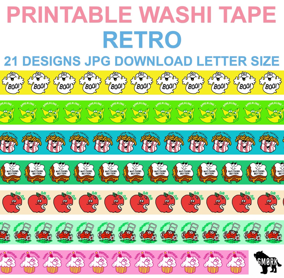Retro Printable Washi Tapes for Planners, Journaling, Scrapbooking or ...