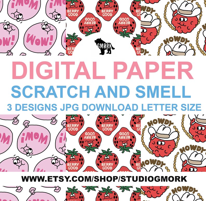 Scratch and Smell Retro Stickers Design Pritable digital - Etsy