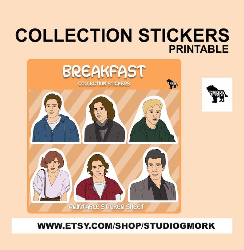The Breakfast Club Printable Stickers for Planners, Journaling ...
