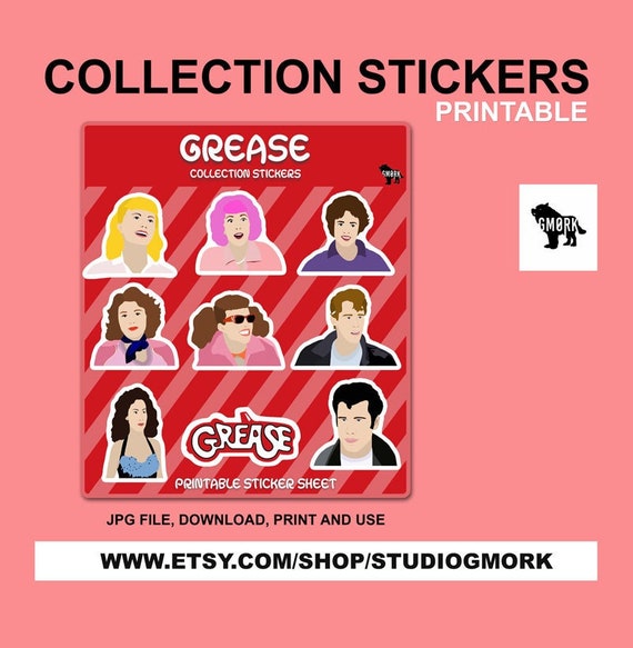 Grease Printable Stickers Sticker Sheet Planner Supplies | Etsy