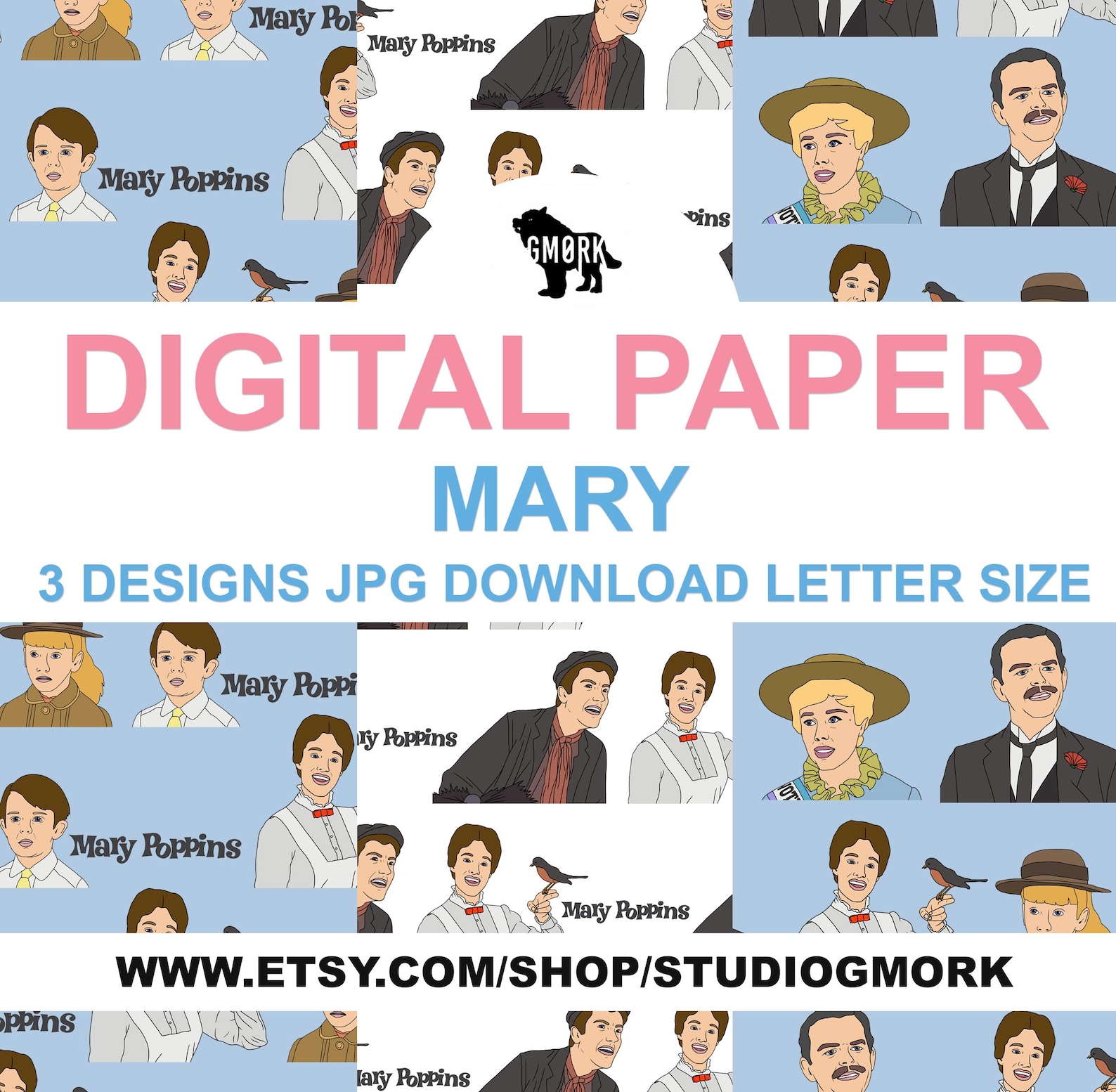 Mary Printable Papers, Digital Paper, JPG, Paper for Planners ...