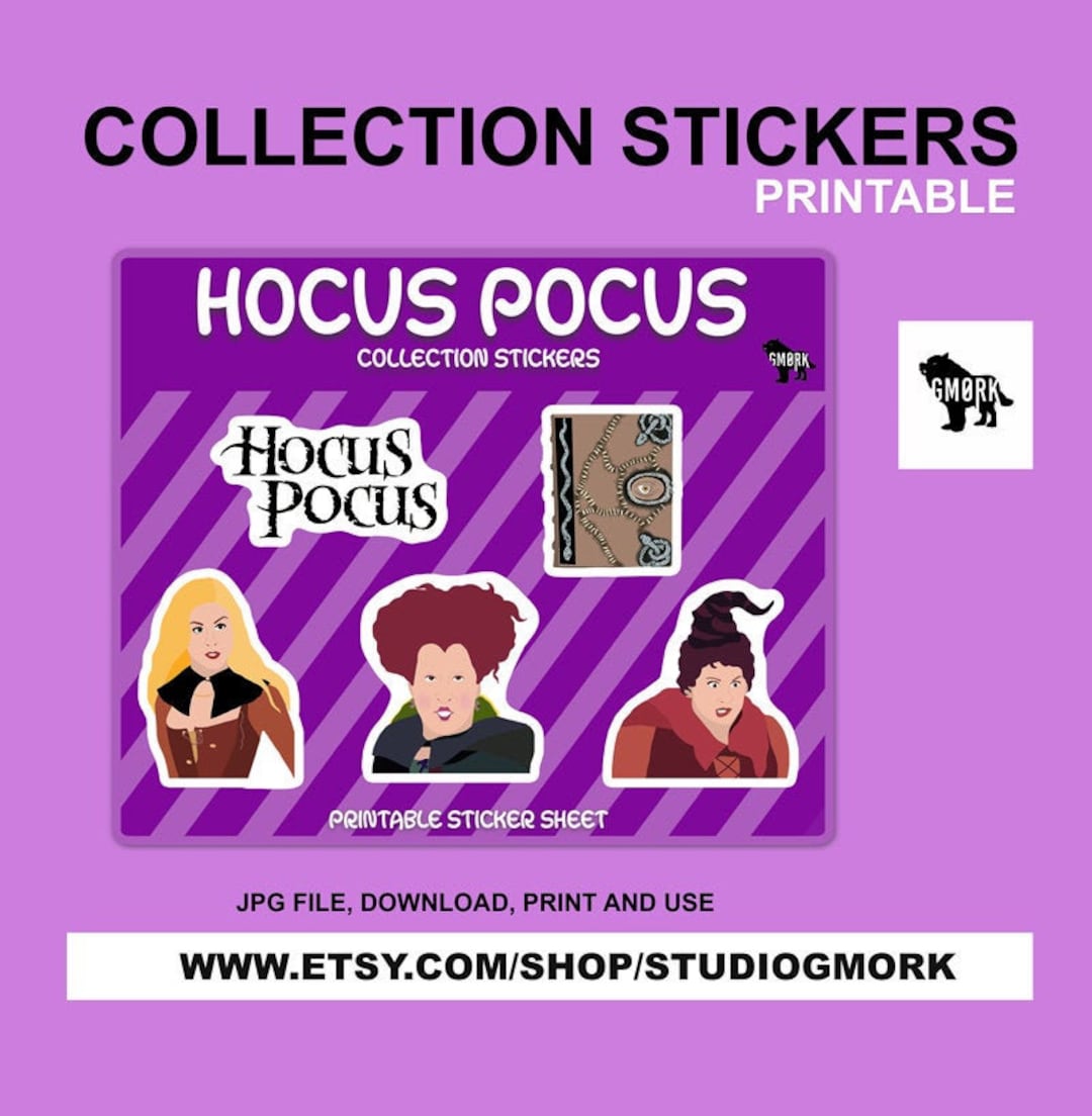 Hocus Pocus Printable Stickers Jpg Download for Planners - Etsy
