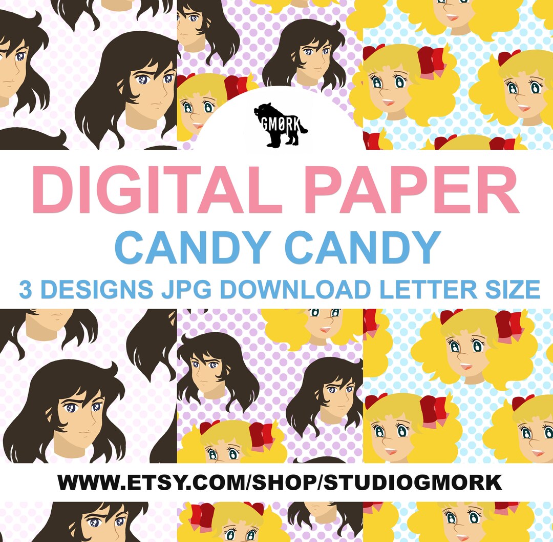Candy Candy Printable Paper Digital JPG Download for - Etsy