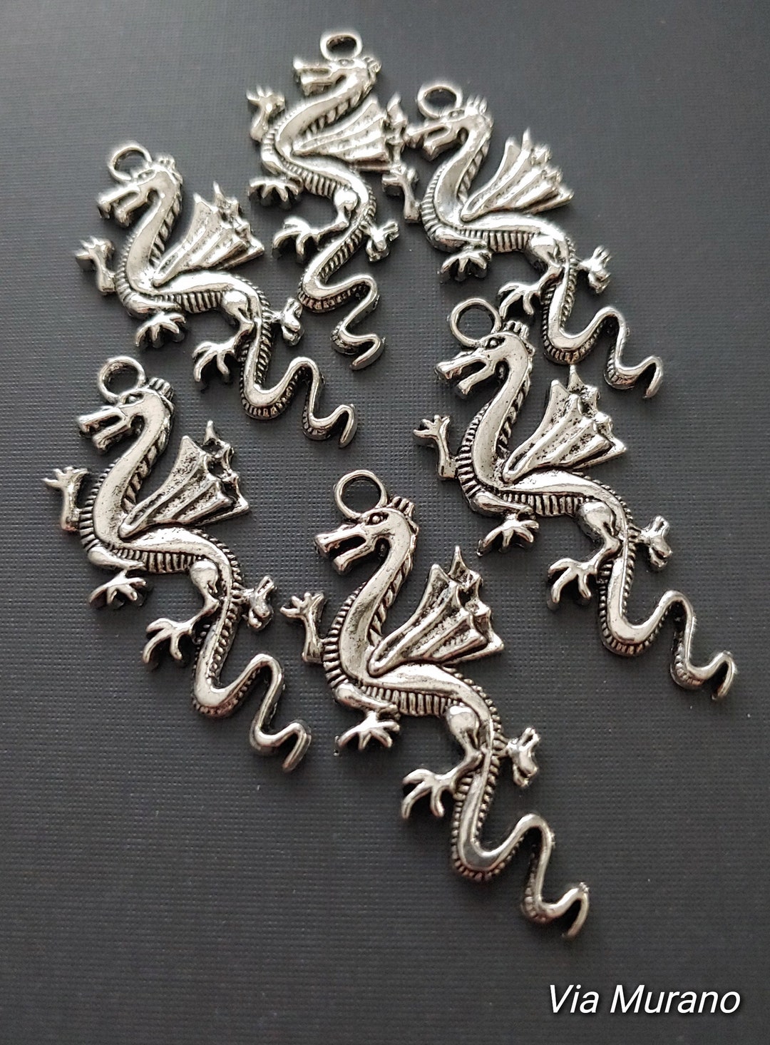 Pewter Dragon Pendant 50x20mm sold in Pack of 6 Only - Etsy