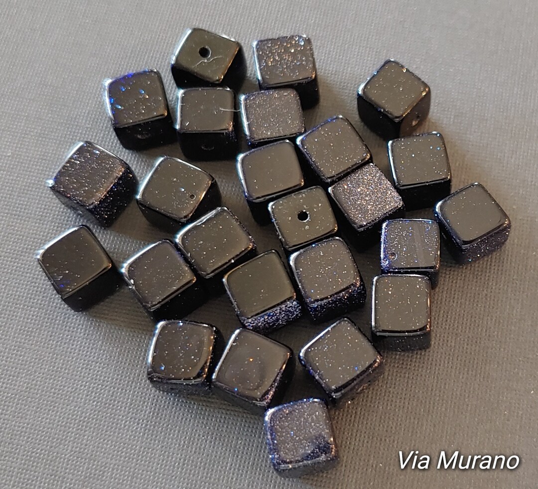 Bead Lot of Bluestone Sparkle Gemstone Cube Beads Measuring 8mm. Pack ...