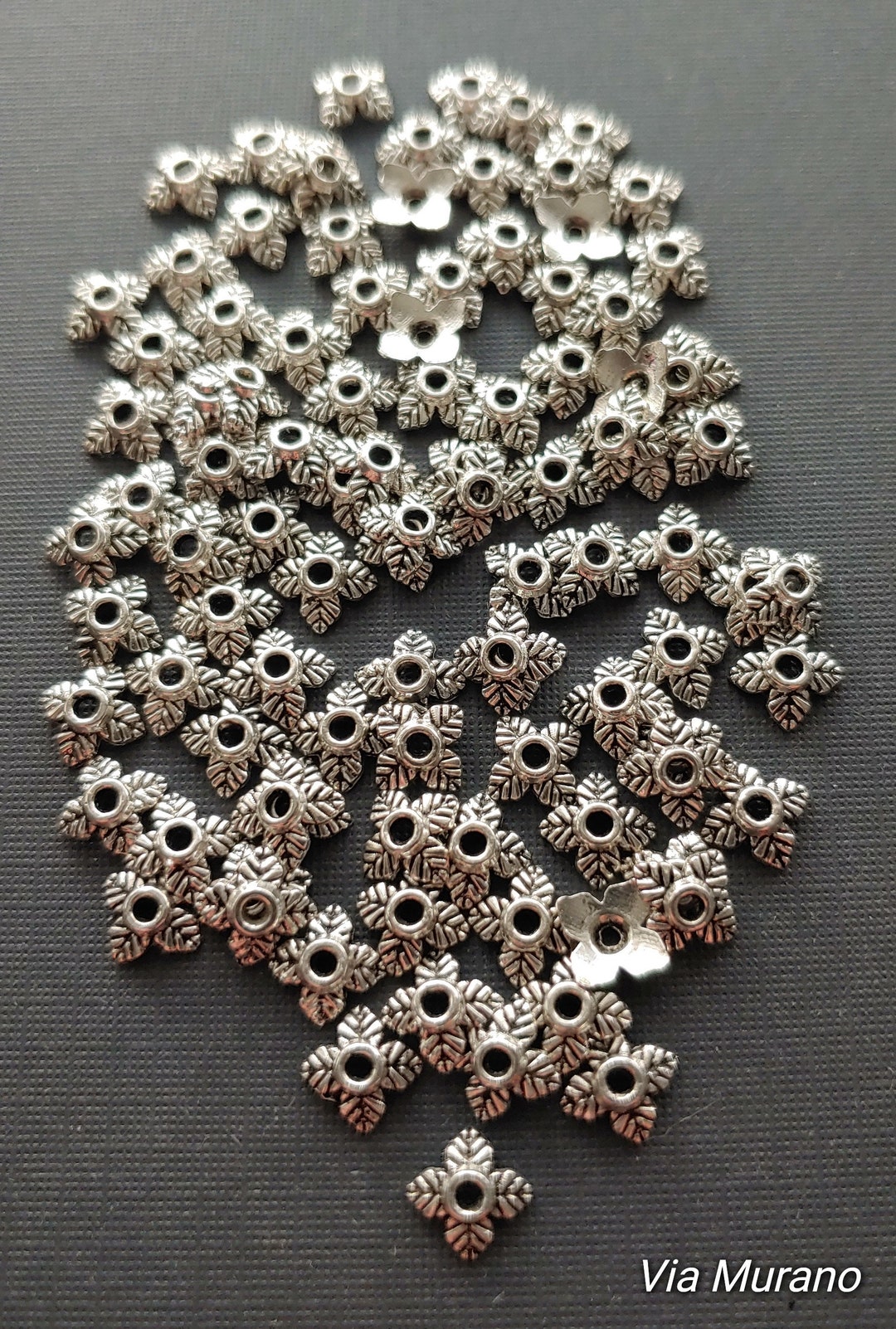 6mm Pewter 4 Point Bead Cap (sold in Pack of 100). Pewter 6mm 4 Point ...