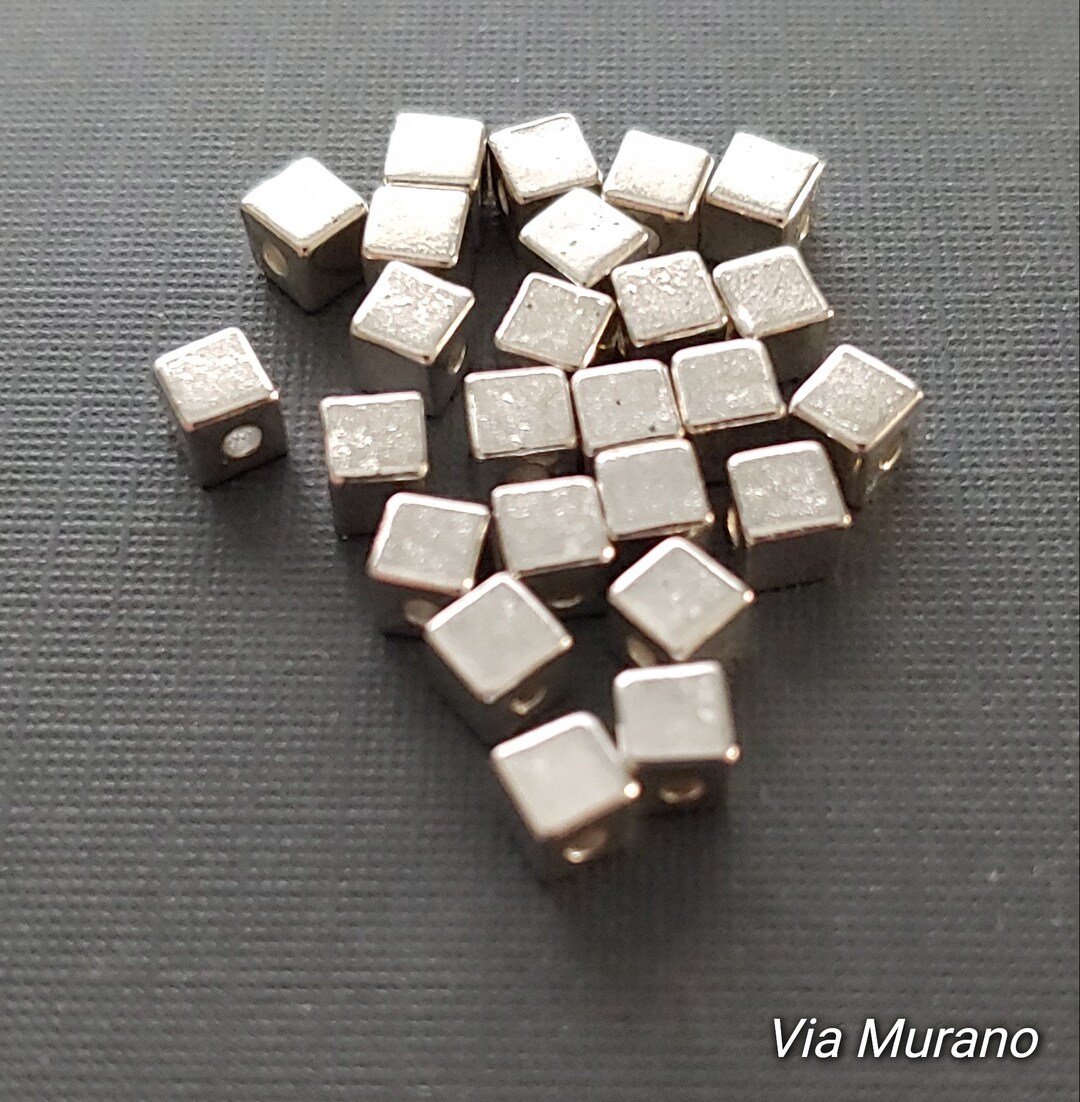 Pewter 4mm Cube Bead (sold in Pack of 25 Only) - Etsy
