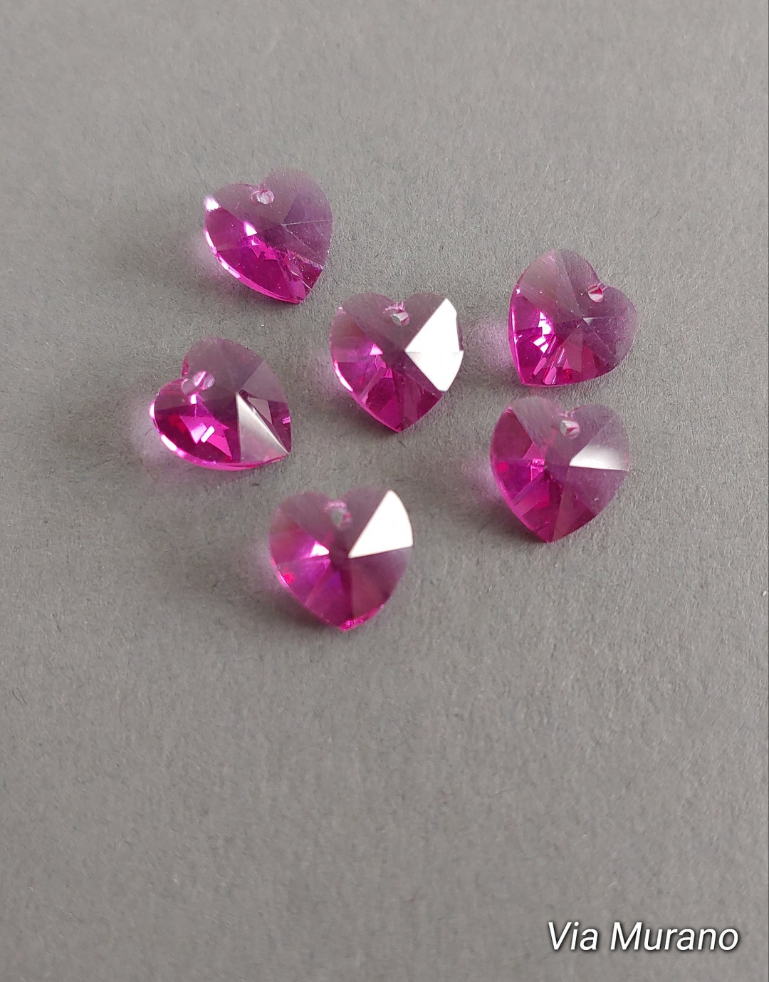 6202 Swarovski 10mm Faceted Heart Pendant Bead Fuschia Nonab - Etsy