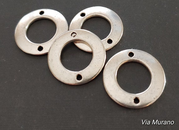 Pewter Closed Ring With 2 Holes 20mm pk 4 | Etsy