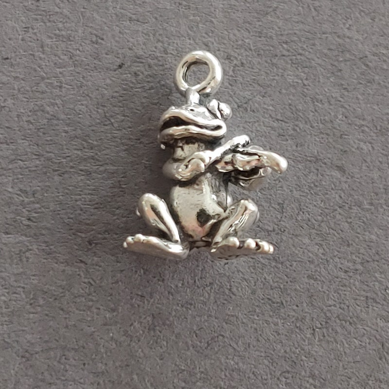 Sterling Silver Frog Charm - Etsy