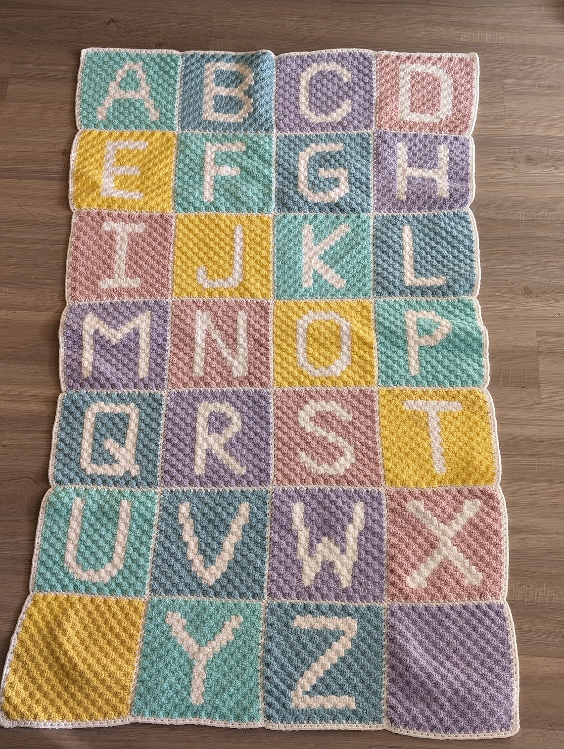 ABC Alphabet Crochet Afghan Blanket Throw Lapghan Lap Blanket for ...
