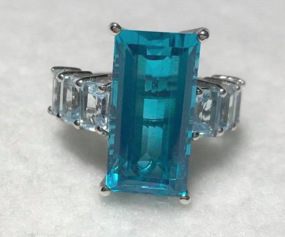 Paraiba Quartz and Blue Topaz Rhodium Over Sterling Silver Ring Size 9 ...