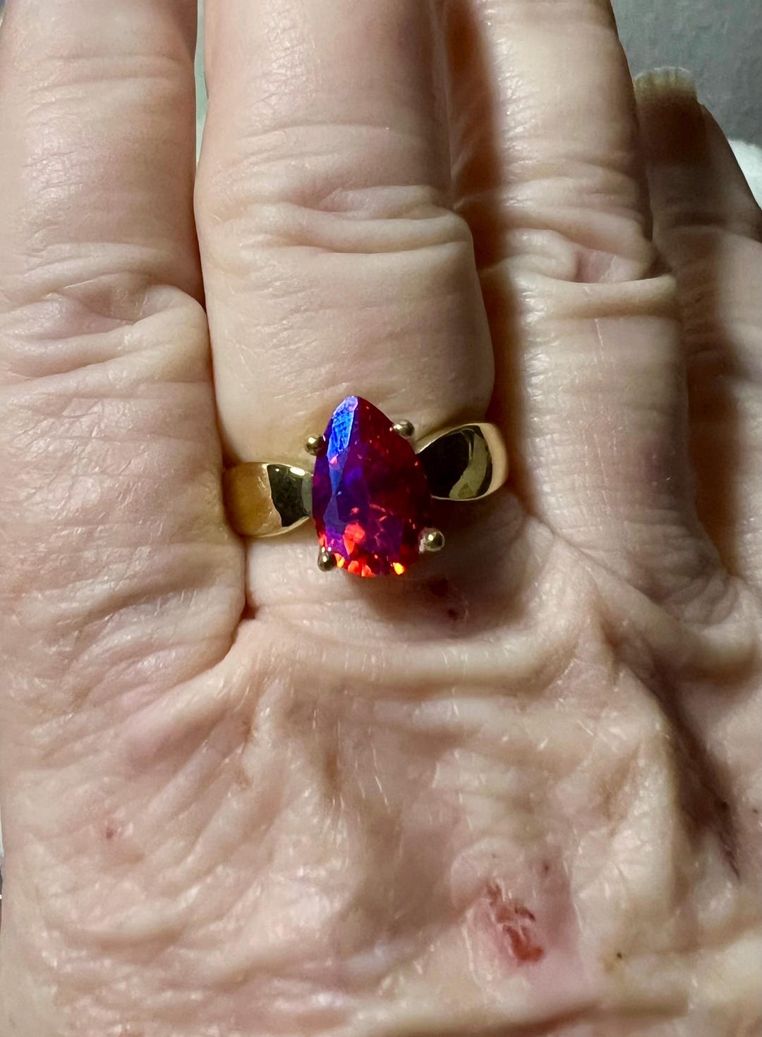 2.55cts Azotic Topaz Pearshape Sterling Silver YG Plated Ring Sz11 - Etsy