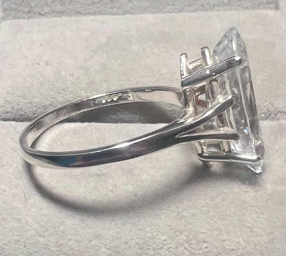 4.6ct Clear Goshenite Marquise Solitaire Sterling Silver Ring SZ9.75 - Etsy