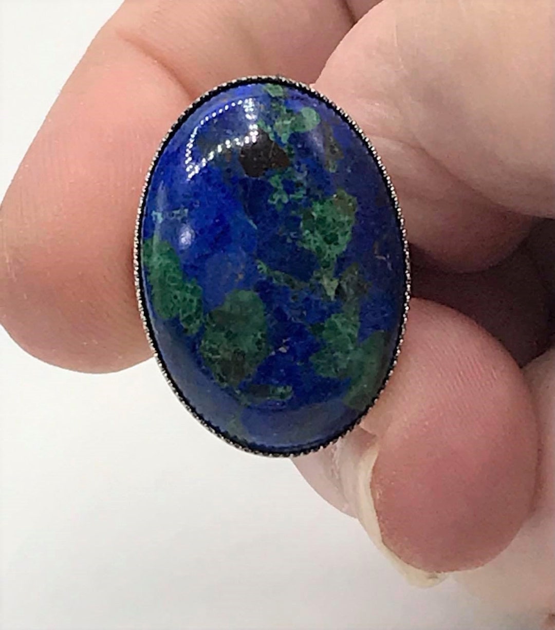 Huge Azurmalachite Stainless Steel Adjustable Ring Sz 8 to 10 - Etsy
