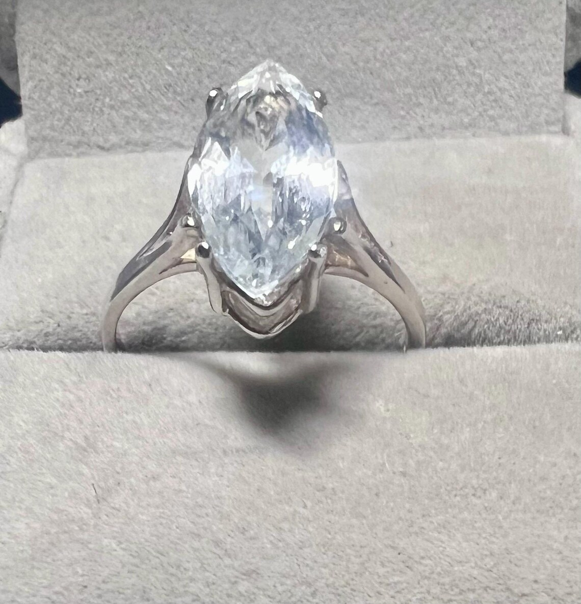 4.6ct Clear Goshenite Marquise Solitaire Sterling Silver Ring SZ9.75 - Etsy