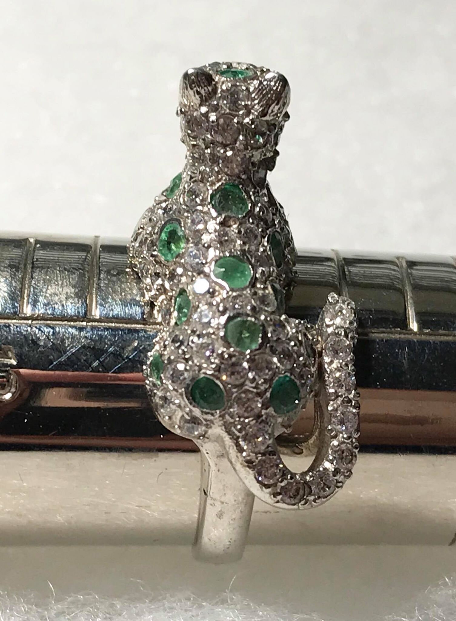 Sterling Silver Leopard Emerald and Ruby Ring Sz 9 | Etsy
