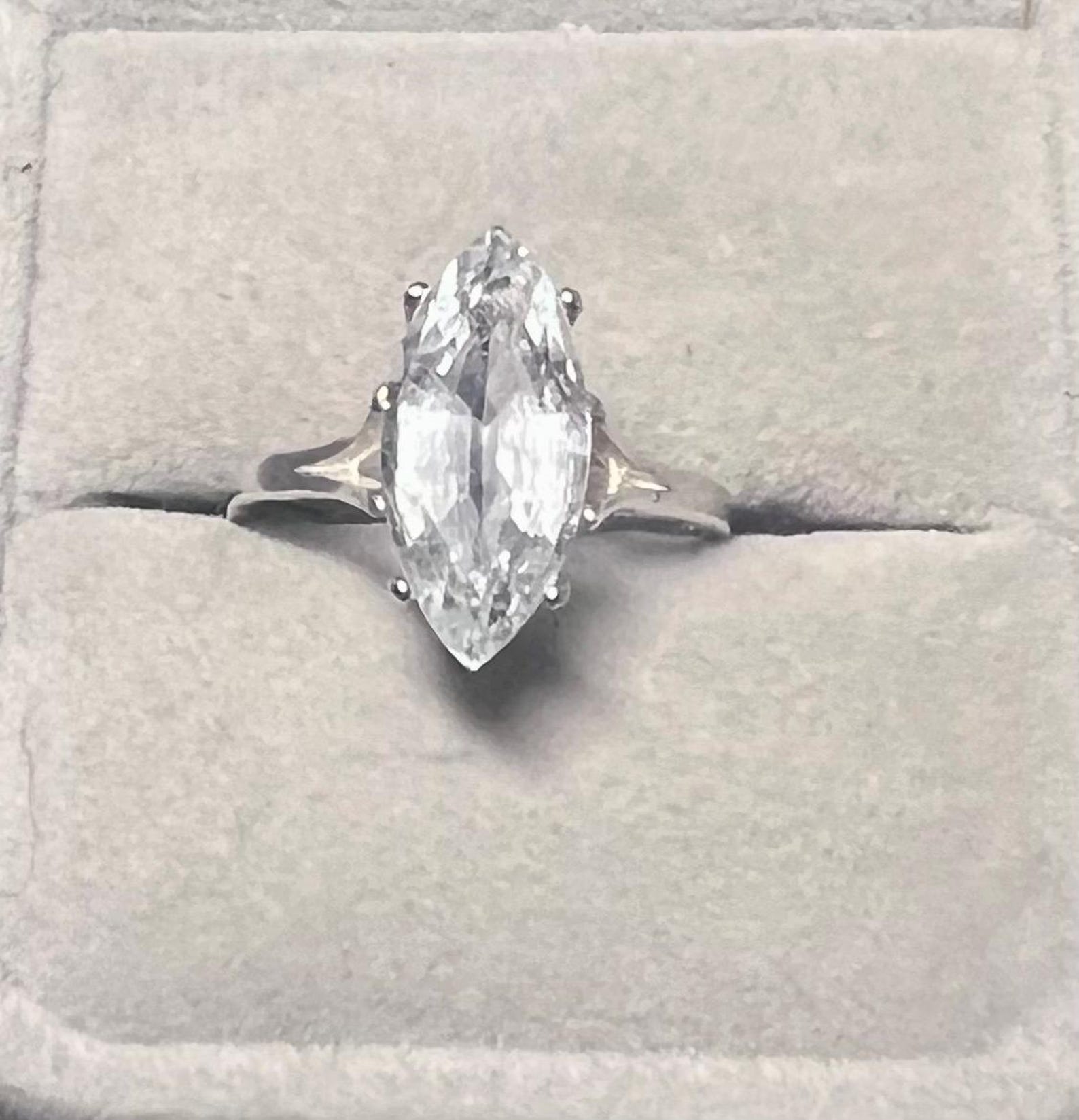 4.6ct Clear Goshenite Marquise Solitaire Sterling Silver Ring SZ9.75 - Etsy