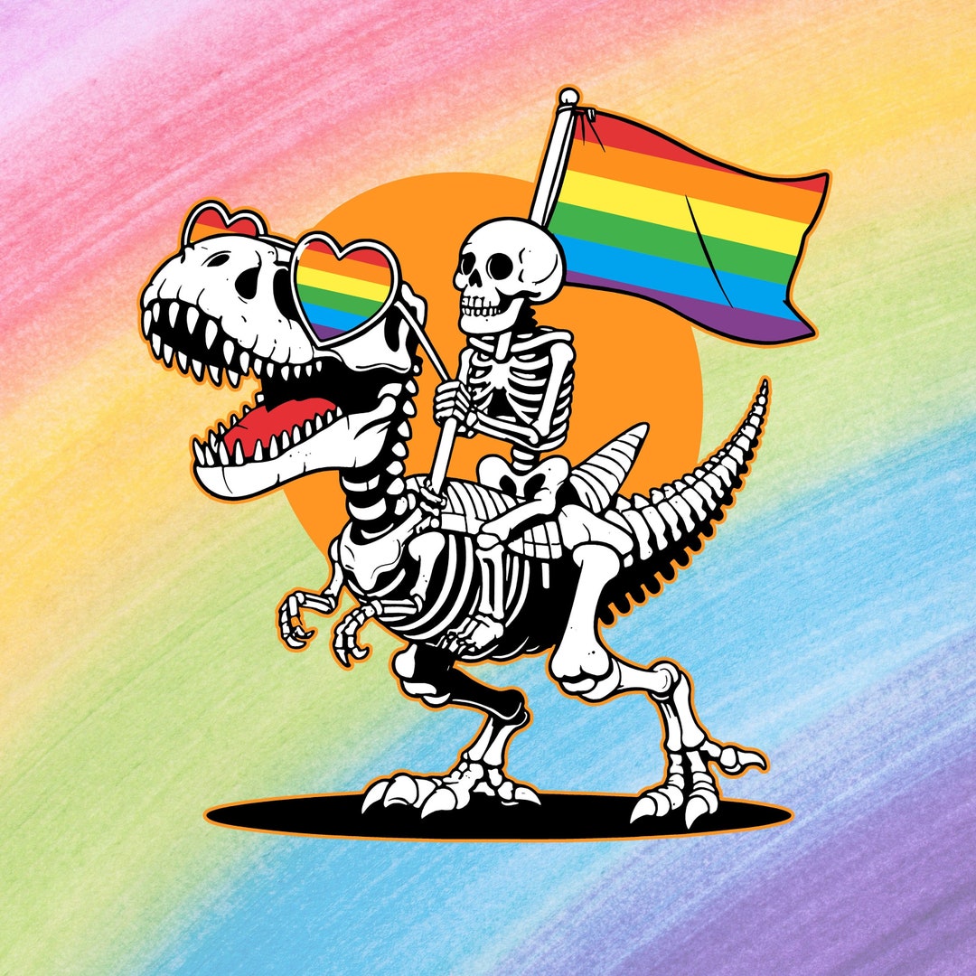 Skeleton Riding Dinosaur LGBTQ Png, LGBT Skeleton, Gay Skeleton ...