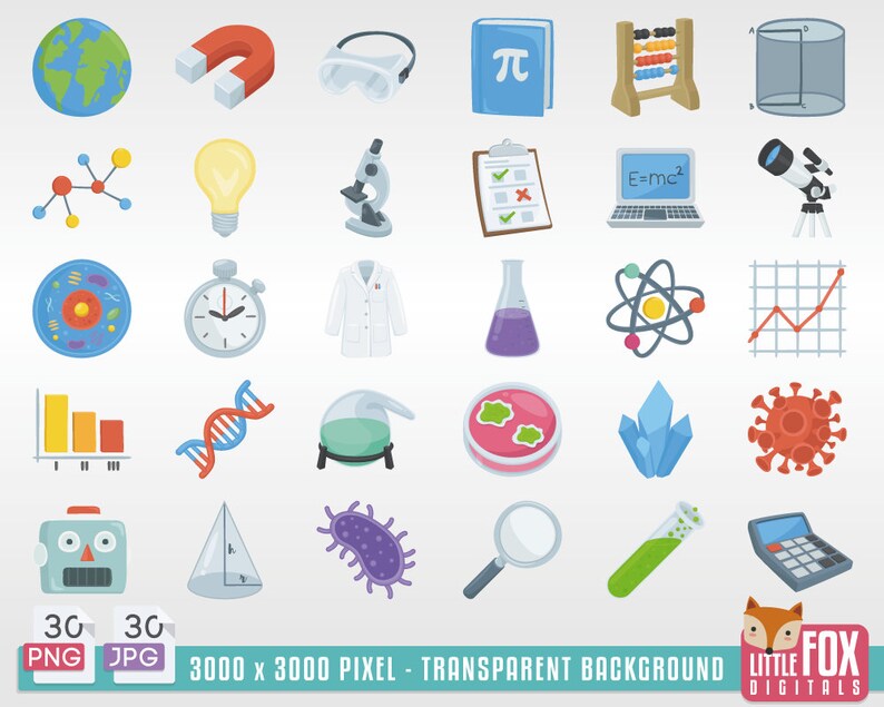 Sciences Doodle Clip Art Illustration. Scientific Clipart Hand - Etsy