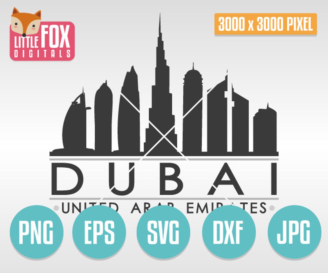 SVG Vector DUBAI UAE. Arab Emirates Svg Skyline. Svg Cut File Clip Art ...