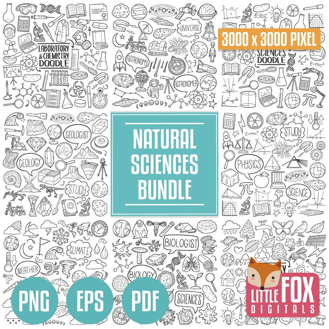 NATURAL SCIENCE Bundle. Earth Sciences Doodle Icons. Scientist Clip Art ...