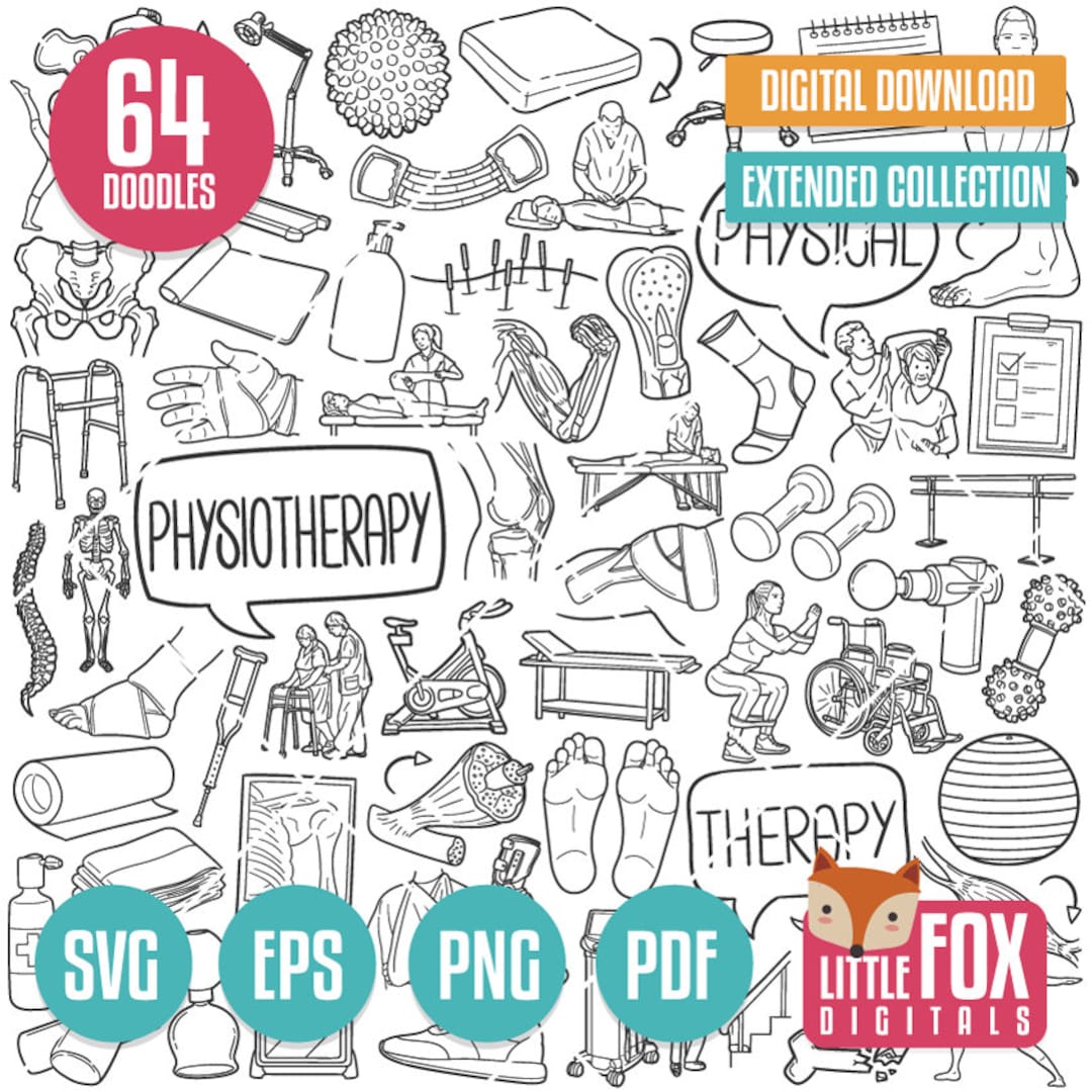 PHYSICAL THERAPY SVG Doodle Icon Vector. Physiotherapy Doodle Clipart ...