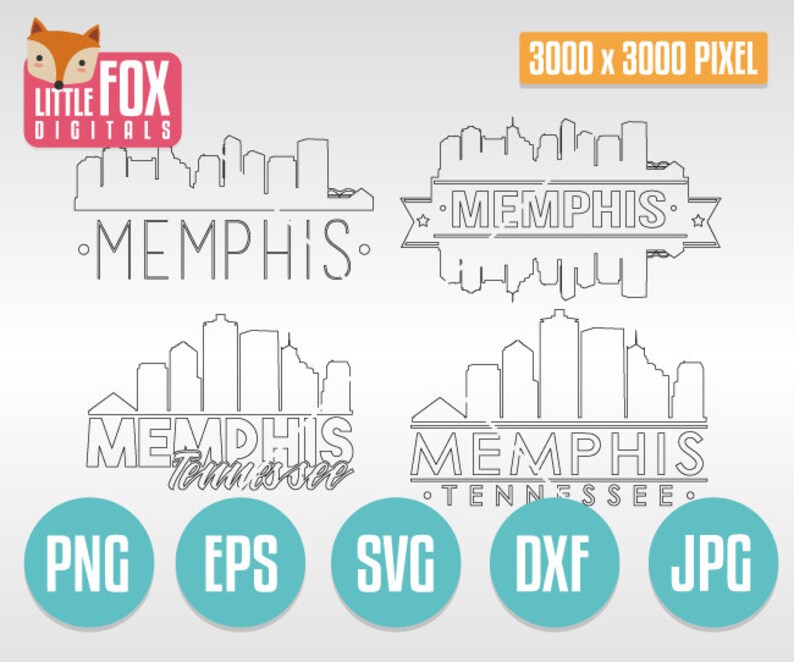 SVG MEMPHIS TENNESSEE Usa. Pack Memphis Skyline. City | Etsy