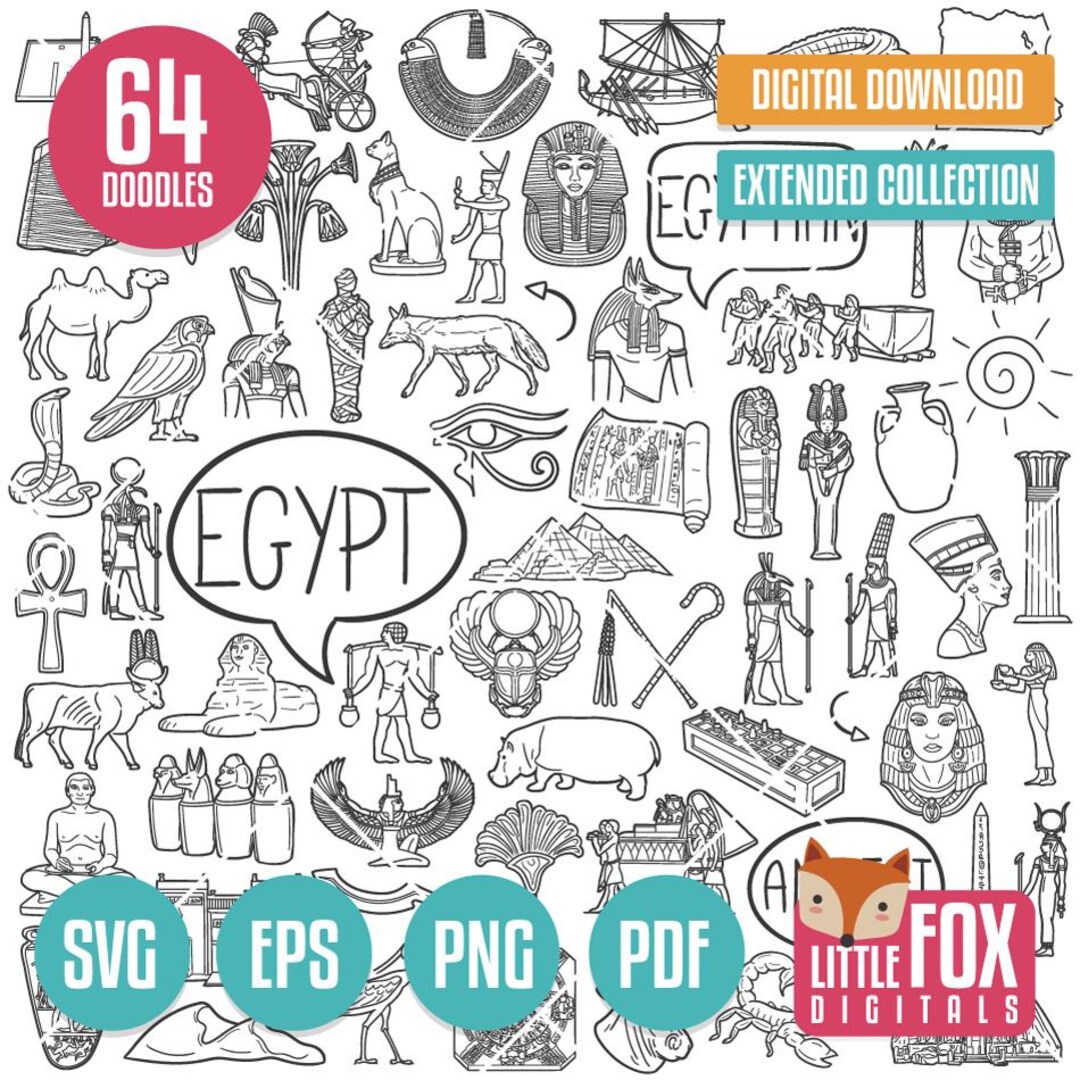 EGYPT SVG, Doodle Icons. Ancient Pharaoh Clipart, Egyptian. Doodle ...