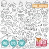 Cute Halloween Outline Doodles Clipart | Black and White Ghosts ...