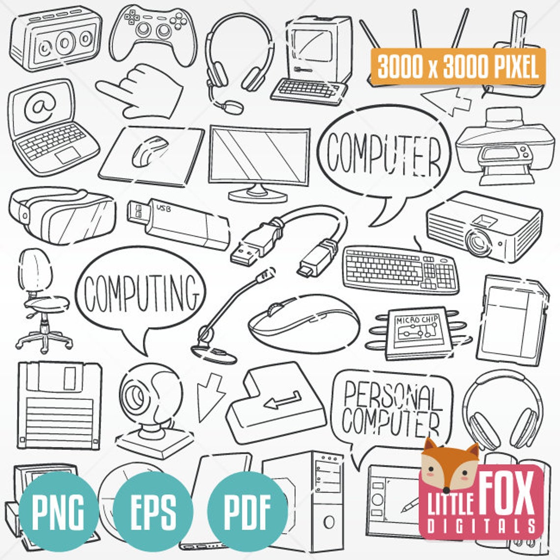 COMPUTER Doodle Icon Vector. Engineer Computer Scientist Art - Etsy