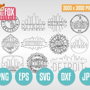 SVG DETROIT Stamps. Svg Cut File Michigan. Svg Skyline Detroit ...