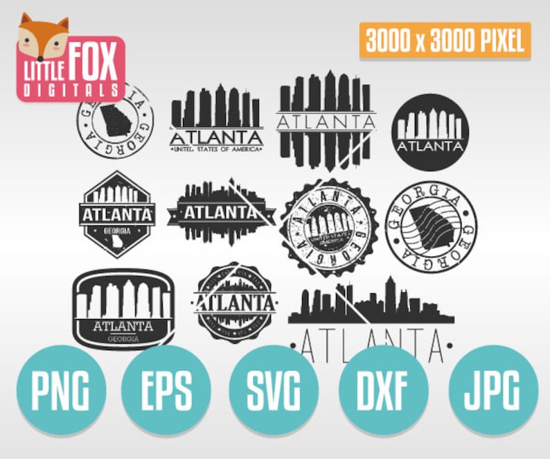SVG ATLANTA Stamps. Svg Cut File Georgia. Svg Skyline Atlanta. - Etsy