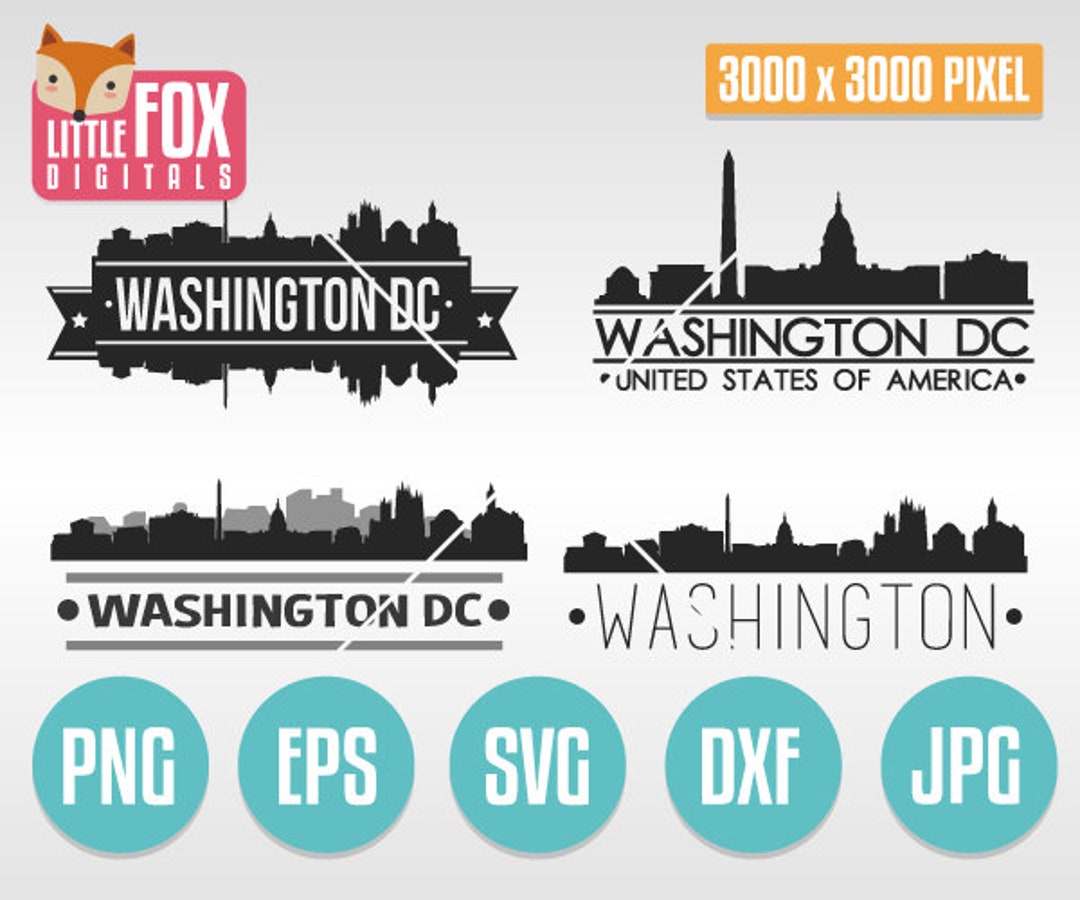 WASHINGTON DC, USA. Super Pack. Skyline America City Silhouette Clipart ...