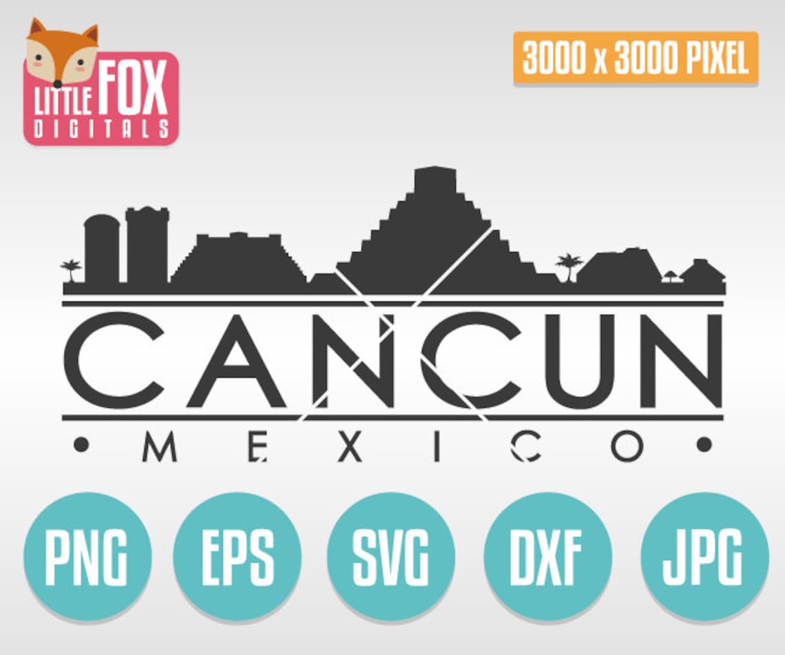 SVG Vector CANCUN MEXICO. Mexican Svg Skyline. Svg Cut File - Etsy
