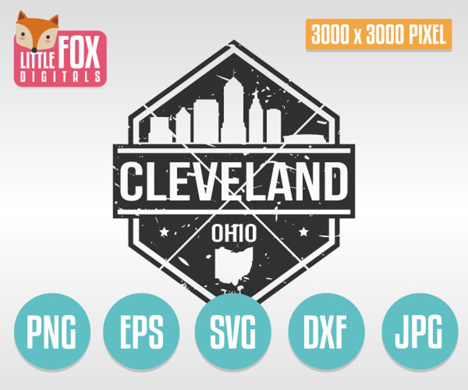 SVG CLEVELAND Stamps. Svg Cut File Ohio. Svg Skyline Cleveland ...