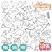 FARM ANIMALS, Doodle Vector Icons. Animals and Fruits Holidays Doodle ...