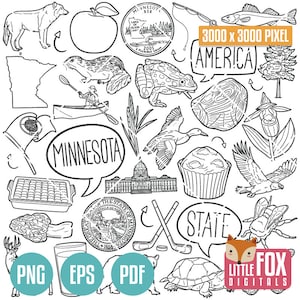 Minnesota State Symbols. American State Clipart. MN Traditional Icons ...