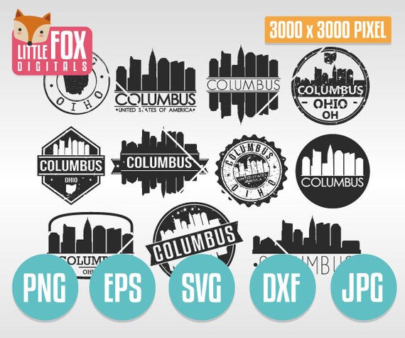 SVG COLUMBUS OHIO Stamps. Svg Cut File Columbus. Svg Skyline | Etsy