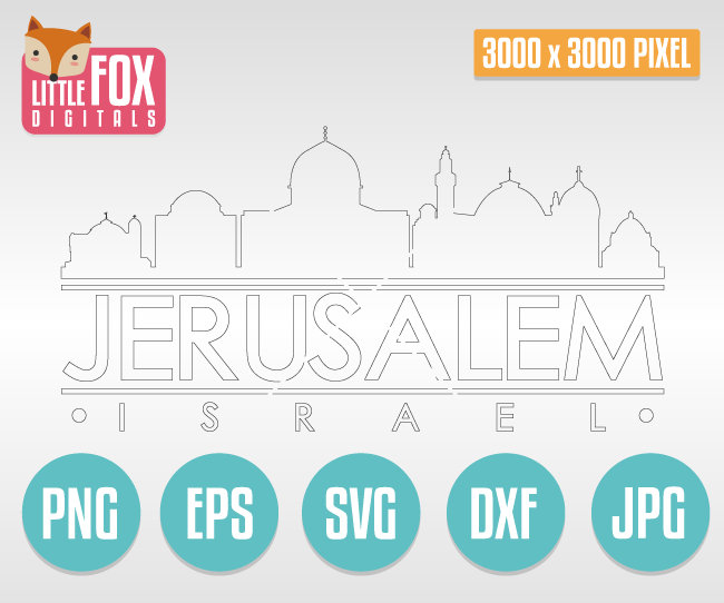 SVG Vector JERUSALEM ISRAEL. Israel Svg Skyline. Svg Cut File Clip Art ...