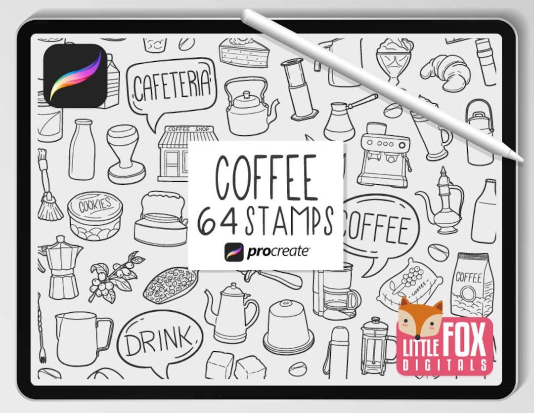 COFFEE STAMPS, Procreate Brushes, Coffee and Tea Icons, Barista Bundle ...