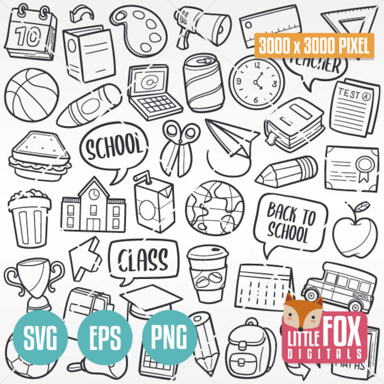 BACK to SCHOOL Doodle Vector Icons. School Teacher Doodle. | Etsy