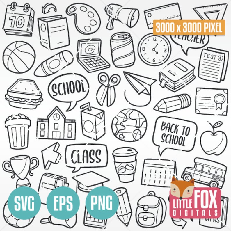 BACK to SCHOOL Doodle Vector Icons. School Teacher Doodle. - Etsy
