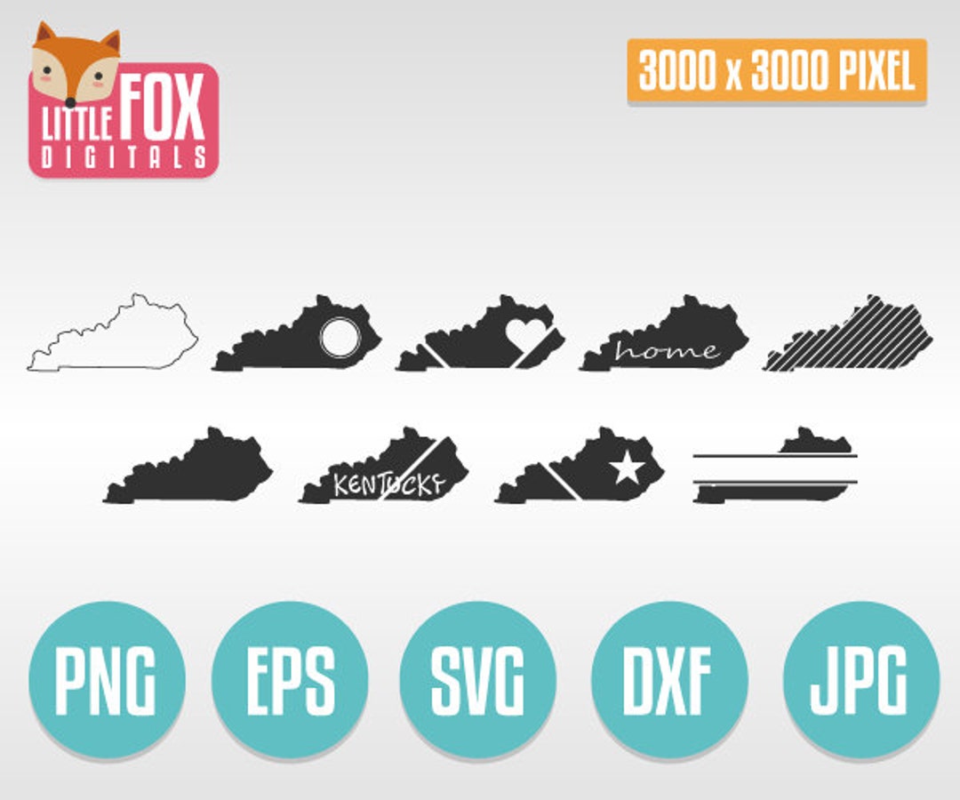 VECTOR SVG KENTUCKY Map Cut File Design. Kentucky State Vector Map ...
