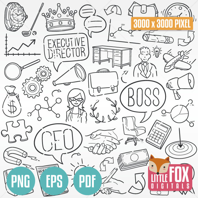 CEO Executive Director Boss, Doodle Icon Vectors. Team Leadership ...