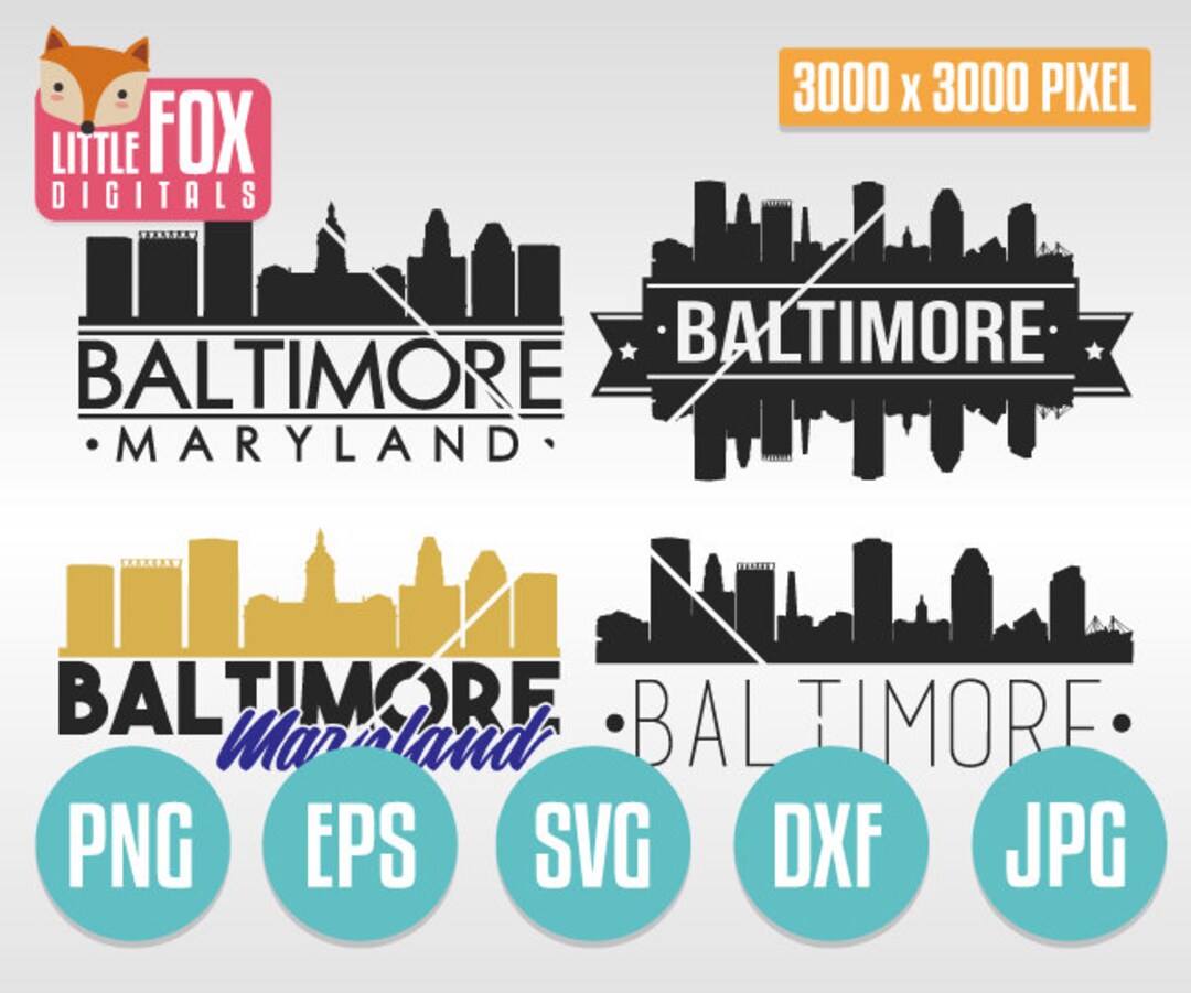 SVG BALTIMORE Usa. Super Pack Baltimore Skyline. Silhouette Clipart ...