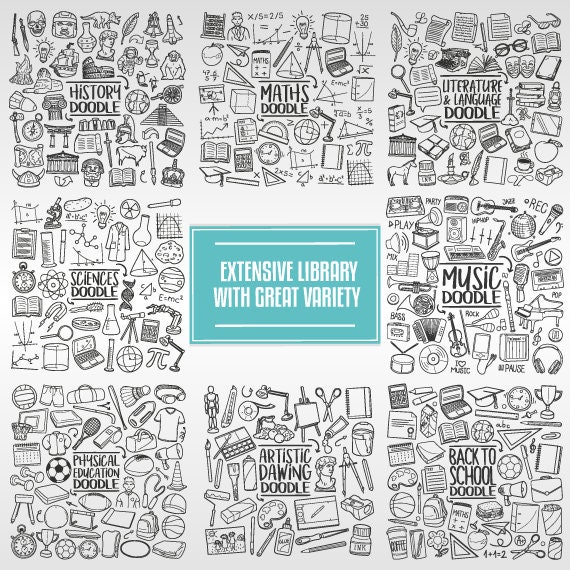 OFFICE, Doodle Vector Icons. Work Items Objects Doodle Icons Clipart ...