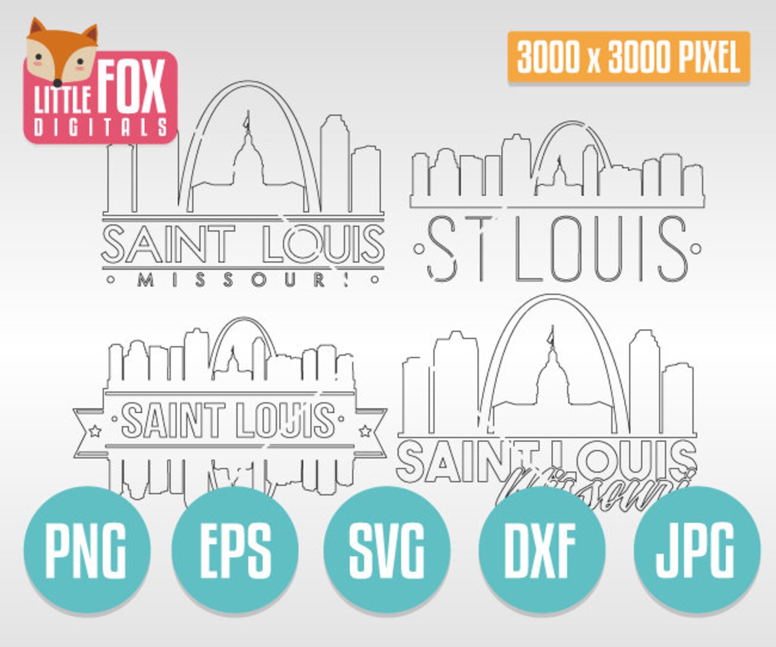 SVG SAINT LOUIS Usa. Super Pack Saint Louis Skyline. Silhouette Clipart ...