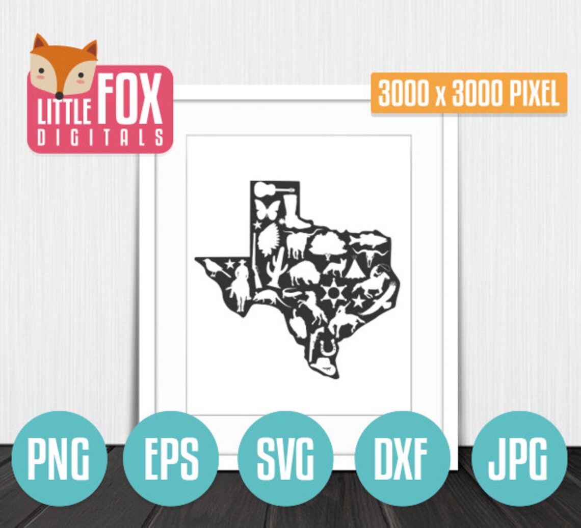 SVG MAP TEXAS. Cuttable Design Svg. Silhouette File Cameo. | Etsy